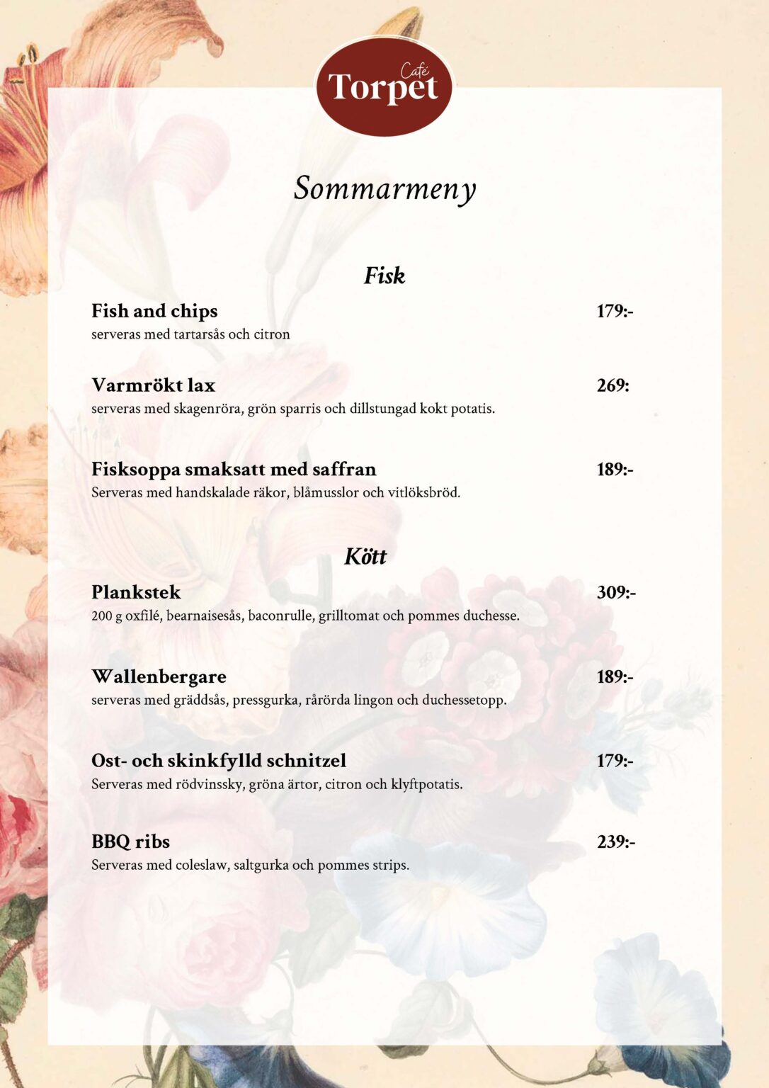 Meny - Café Torpet - Här hittar du vår smakrika meny!